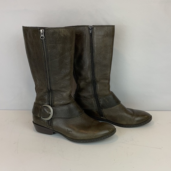 boc | Shoes | Boc Born Concept Grey Leather Tall Zip Up Boots Bc78 With ...